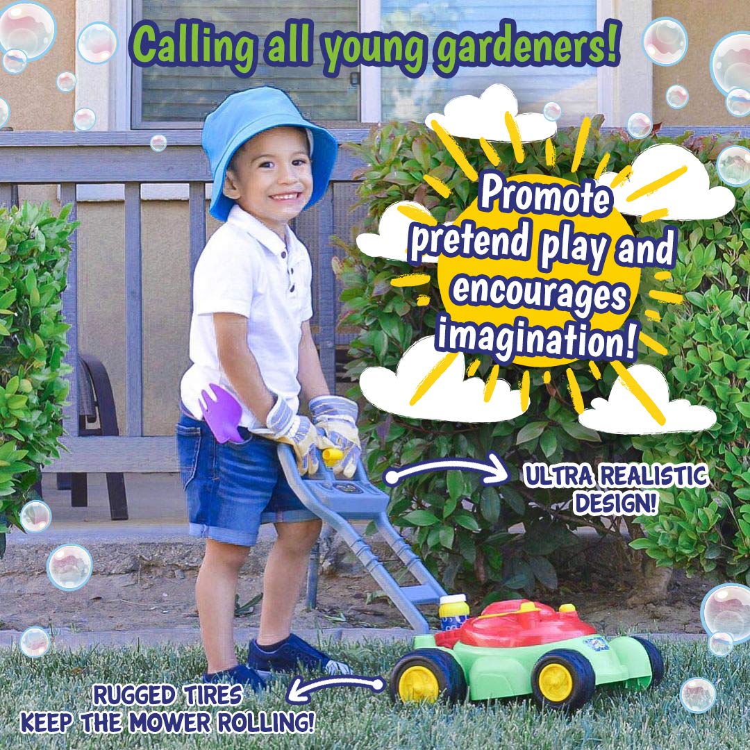 Maxx Bubbles Deluxe Bubble Lawn Mower Toy – Includes 4oz Bubble Solution | Outdoor Bubble Machine for Kids | Easy to Use, No Batteries Required | Amazon Exclusive, Red – Sunny Days Entertainmen