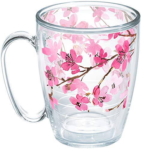 Tervis Made in USA Double Walled Sakura Japanese Cherry Blossom Insulated Tumbler Cup Keeps Drinks Cold & Hot, 16oz Mug, Classic - Unlidded
