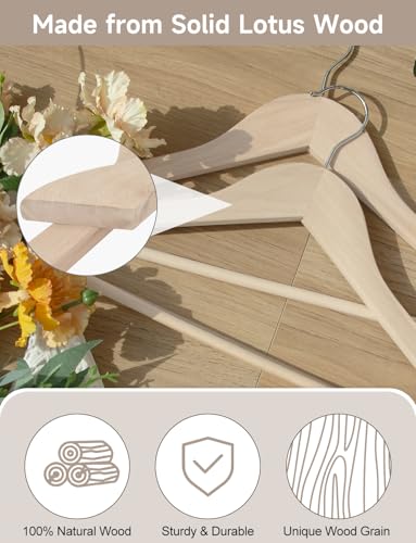 StorageWorks Coat Hanger, Lotus Wooden Clothes Hanger, Heavy-Duty Clothes Hangers, Natural Wood Hangers for Shirts, Jackets, Pants, Coats, Suits, Sweaters, 20 Pack