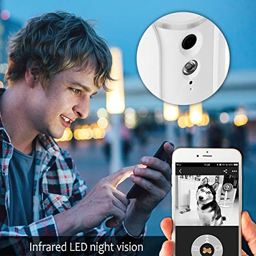 SKYMEE Dog Camera Treat Dispenser, WiFi Remote Pet Camera with Two-Way Audio and Night Vision, Compatible with Alexa