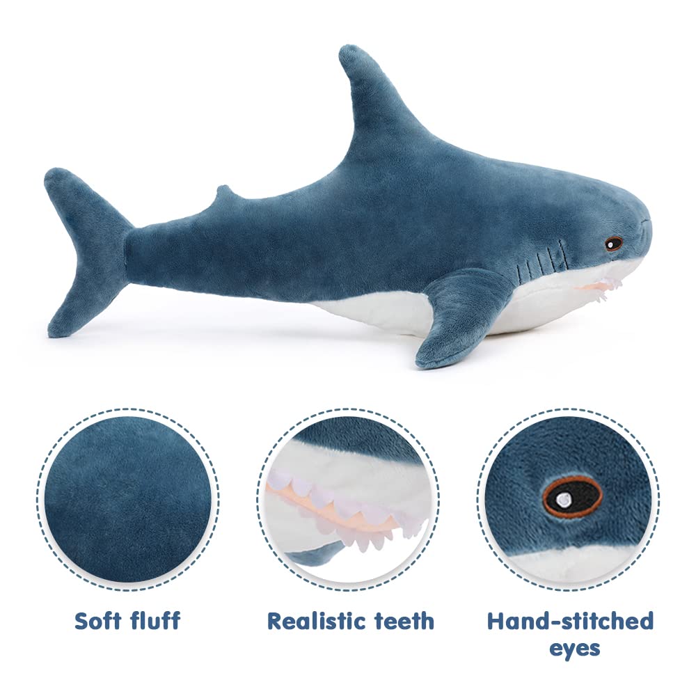 MorisMos Giant Stuffed Animal Shark Plush, Shark Stuffed Animal Large, Soft Shark Pillow Stuffed Toy for Kids, 32in