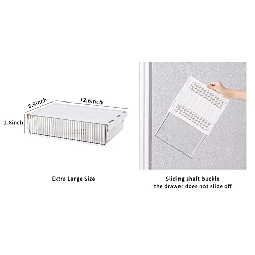 submatches Under Table Desk Drawer Storage Organizer, Attachable Under Desk Storage Drawer, Strong Adhesive Under Desk Pencil Drawer Slide Out, Add a Desk Drawer Hidden Under Mounted (Extra Large)