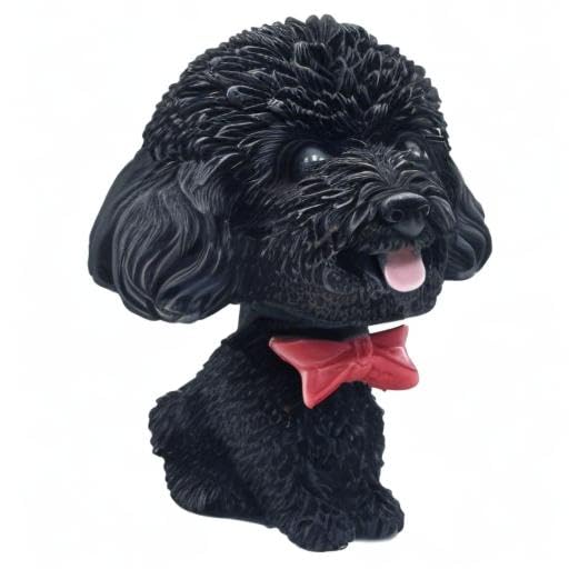 IBWell Mini Bobbing-Head Dog for Car Dash Board Decor,Dashboard Doggy Puppy Teddy Toy with Adhesive Tab（Poodle） (Black)
