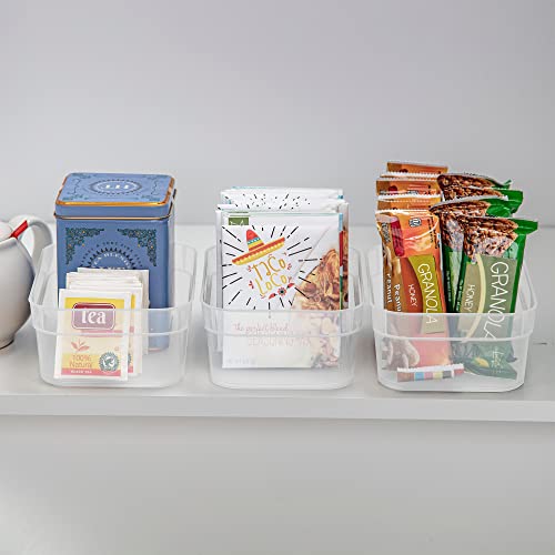 Sterilite Medium Storage Tray Containers with Sturdy Banded Rim and Textured Bottom for Desktop and Drawer Household Organization, Clear, 24 Pack