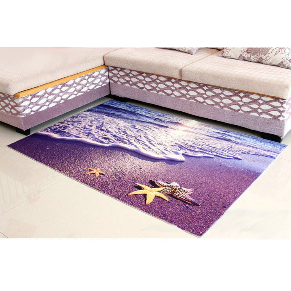 ZaH Thin Area Rug Non-Slip Doormat Carpet Printing Rug for Living Room, Bedroom, Kitchen, Bathroom (2x3 - 19.7"x31.5", Beach)