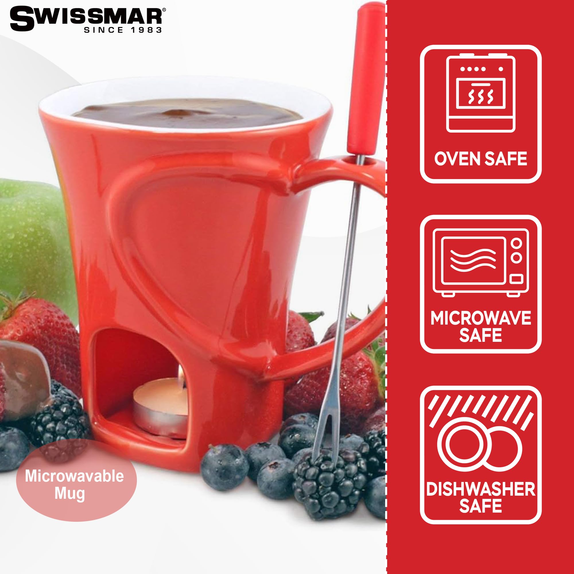 Swissmar F12066 4-Piece Sweetheart Chocolate Fondue Mug Set