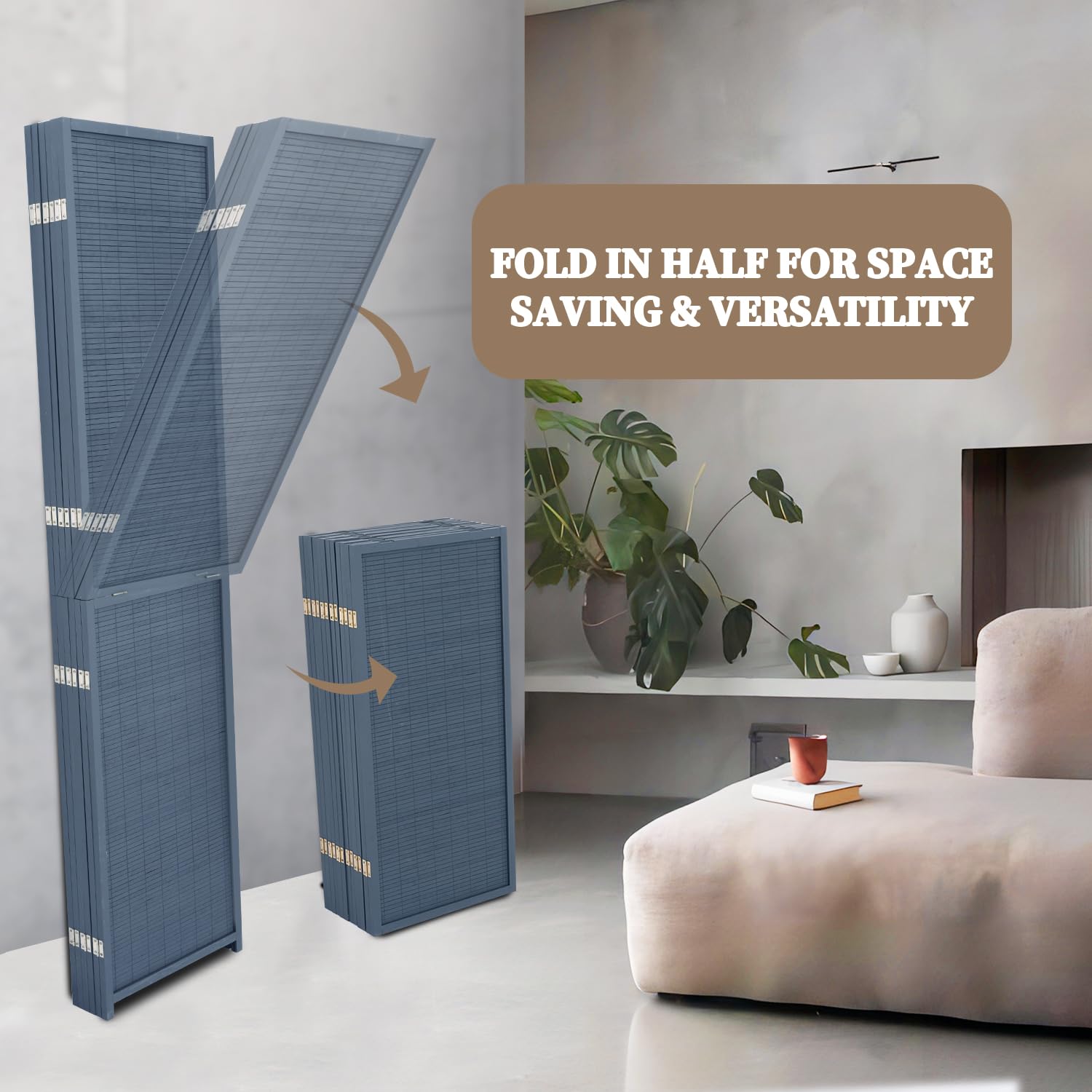 Room Divider Folding Privacy Screens, 6FT Bamboo Room Divider Wall Panel, Freestanding 2-in-1 Multifunction Partition Room Dividers for Room Separation 6 Panel Hand Made Mesh Woven Wall Divider Screen