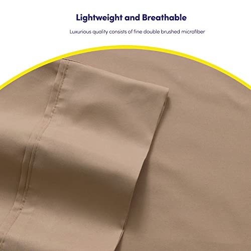 Twin XL Size Bed Sheets - 4 Piece 1500 Supreme Collection Fine Brushed Microfiber Deep Pocket Twin X-Large Sheet Set Bedding - 1 EXTRA PILLOW CASES, GREAT VALUE, Twin XL, Taupe