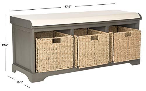 Safavieh American Homes Collection Lonan Grey and White Wicker Storage Bench, 0