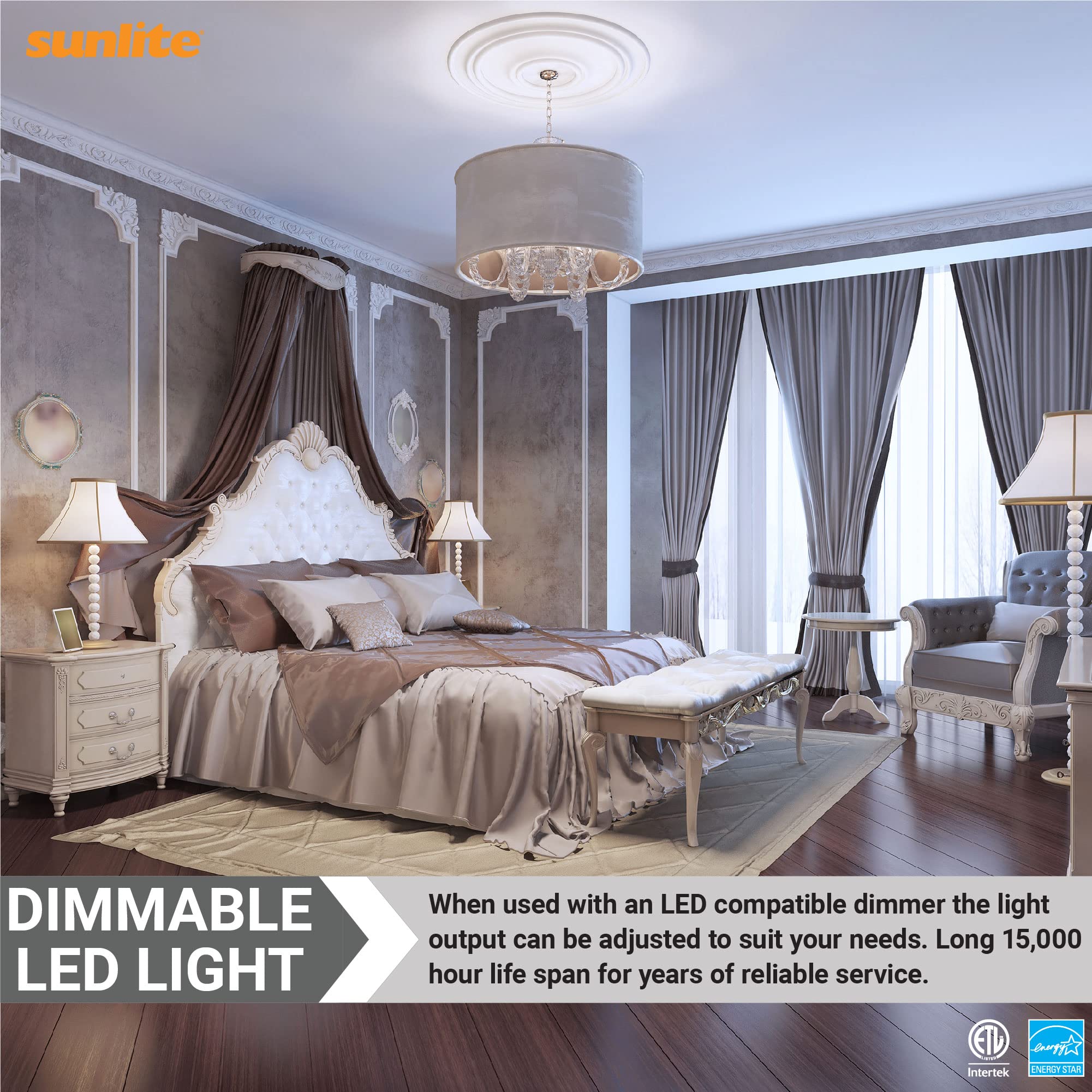 Sunlite 80775 LED B11 Clear Torpedo Tip Chandelier Light Bulb, 4.5 Watts (40W Equivalent) 300 Lumens, Candelabra E12 Base, Dimmable Energy Star and ETL Certified, 4000K Cool White, 1 Count