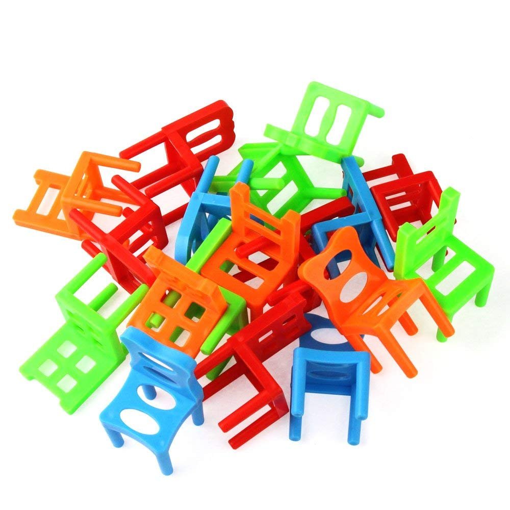 Jenilily Stacking Chairs Game Family Board Balancing Toys Games for Kids (18 Chairs Toys Set)