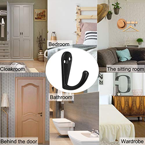 uxcell 4pcs Robe Hook Metal Vintage Design Wall-Mounted Hooks Keys Towel Wall Clasp Bathroom Hanger w Screws