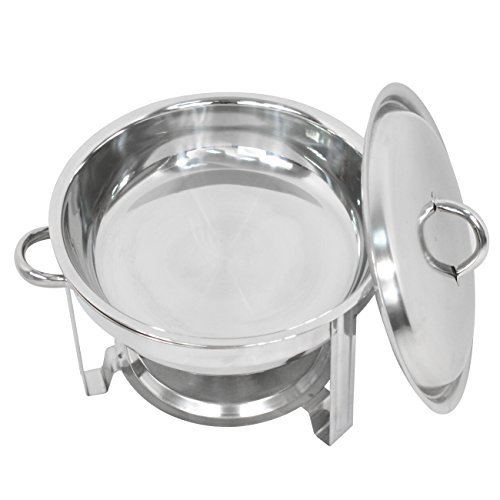 SUPER DEAL Upgraded 5 Qt Full Size Stainless Steel Chafing Dish Round Chafer Buffet Catering Warmer Set w/Food and Water Pan, Lid, Solid Stand and Fuel Holder