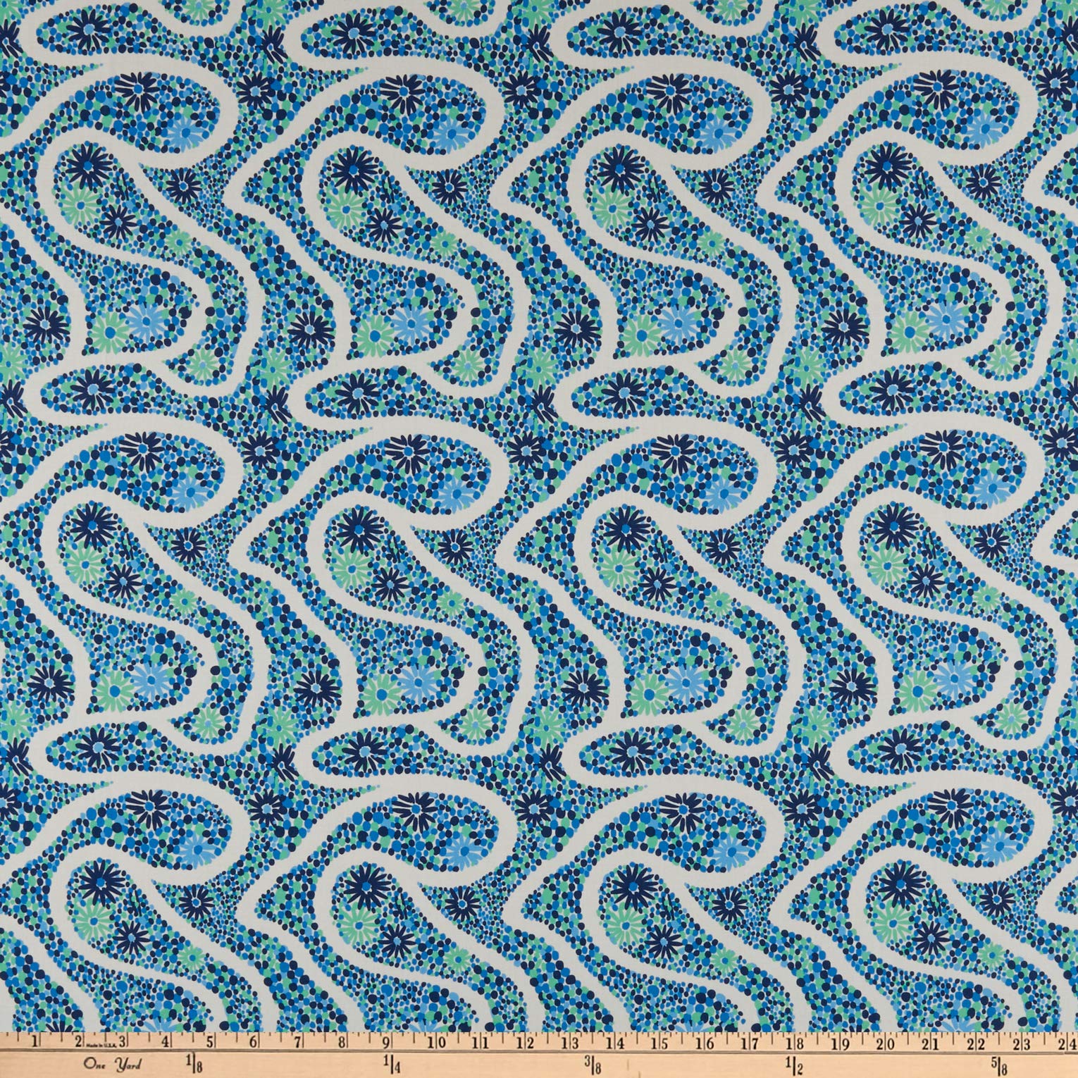 FIGO Glasshouse Garden Path Blue Multi, Fabric by the Yard