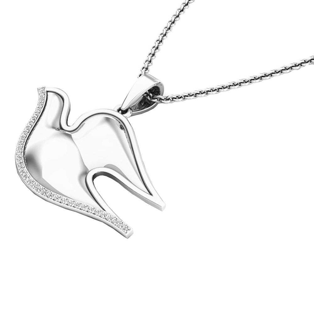 Dazzlingrock Collection 0.11 Carat (ctw) Round White Diamond Ladies Dove Pendant (Silver Chain Included), Sterling Silver