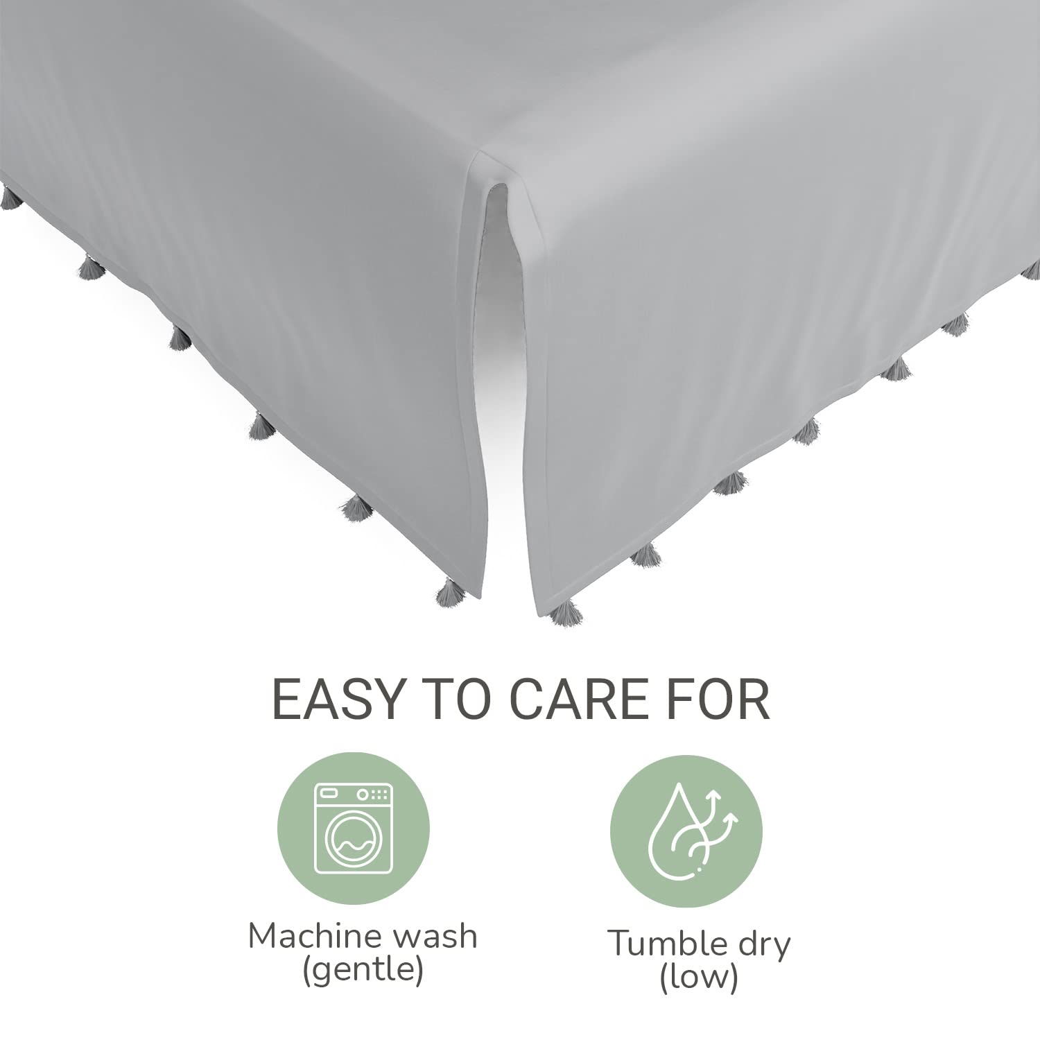 Tadpoles Crib Skirt with Tassel | 28" x 52" with a 14" Drop | Made of 100% Softly Brushed Microfiber Polyester | Easy to Care for | Soft, Smooth, Breathable & Durable | Ideal for Babies | Grey