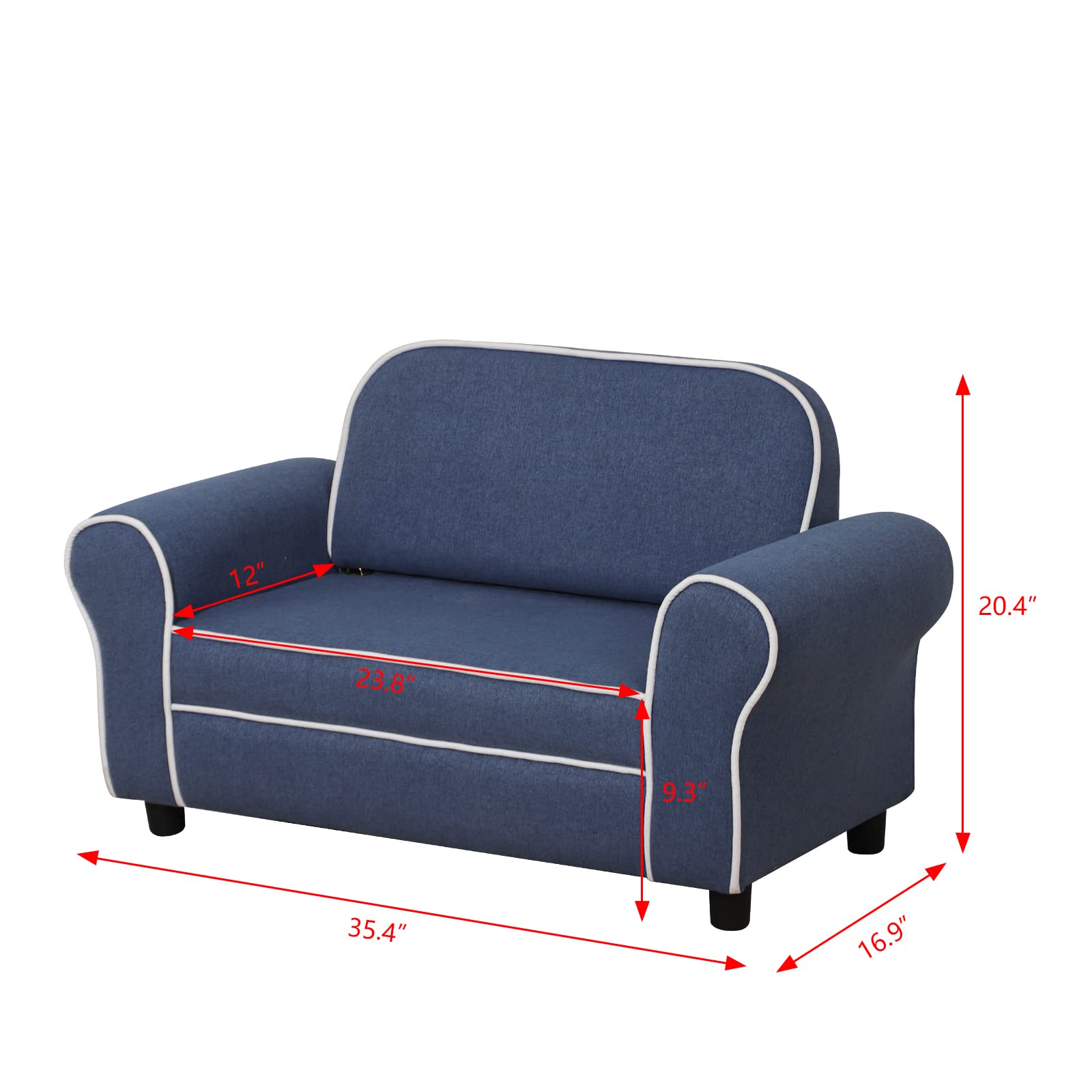 Yoonnie room Kid Sofa Chair, Linen Fabric 2-Seater Upholstered Couch,for Children Gift (Blue)