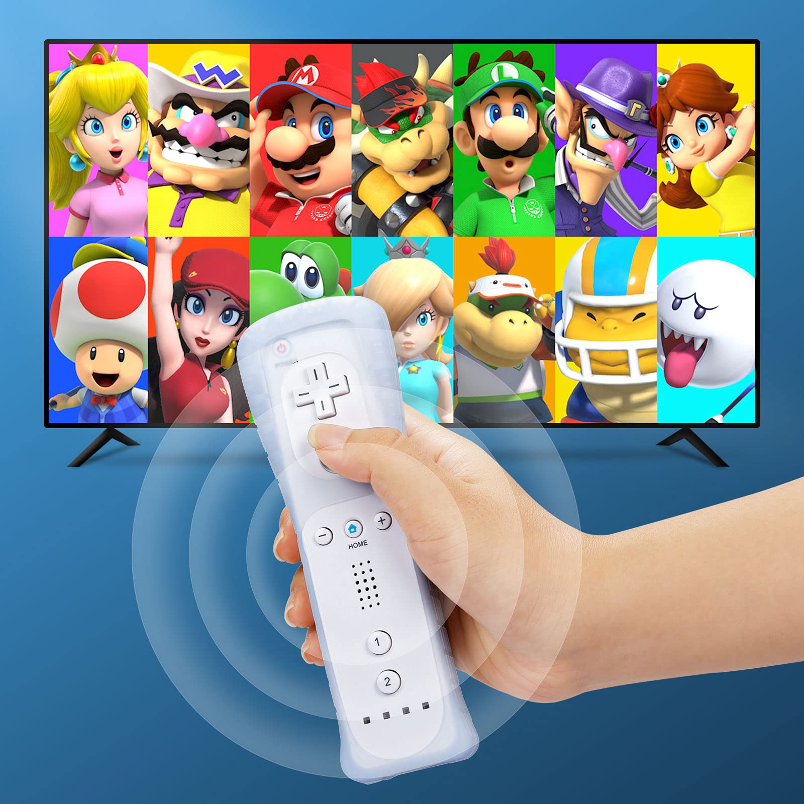 Y Team W-ii Controller, W-ii Remote Controller, W-ii U Controller with Silicone Case and Wrist Strap, W-ii Remotes Compatible with W-ii and W-ii U (White)
