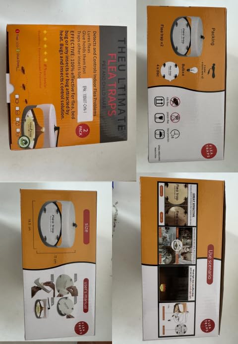Flea Trap Indoor 2Pcs,Flea Strap Flea Killer Trap Pad Bed Bug Trap with 10 Glue Discs flea 4 Light Bulb Flea Trap for Inside Your Home Like Fleas,Flies,Mosquitoes,Gnats,Moths