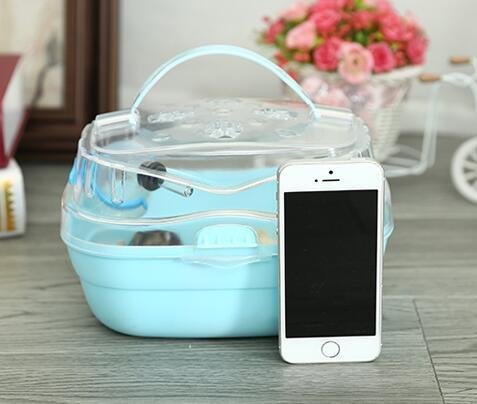 Portable Carrier Hamster Carry Case Cage with Water Bottle Travel&Outdoor for Hamster Small Animals (Blue)