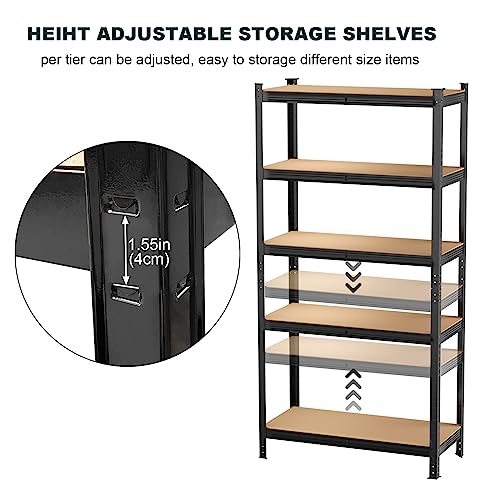 Storage Shelves 5-Tier Adjustable Storage Garage Shelving, Heavy Duty Metal Storage Utility Rack Shelf Unit 1929lbs Load Capacity for Warehouse Pantry Closet Kitchen, 80H x 40W x 20D inch, Black
