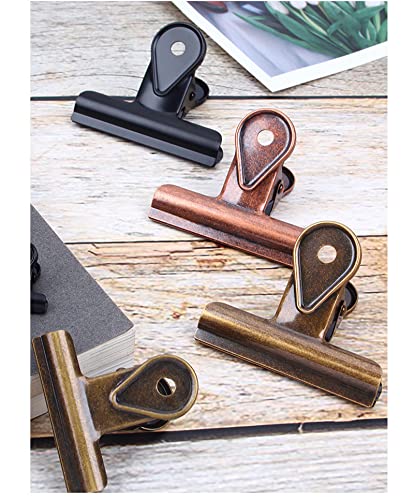 Zittop 4 Pack Bulldog Duckbill Metal Binder Clips, Invoice Bill Clip Utility Paper Clips for Office Home Use (Bronze, 40mm)