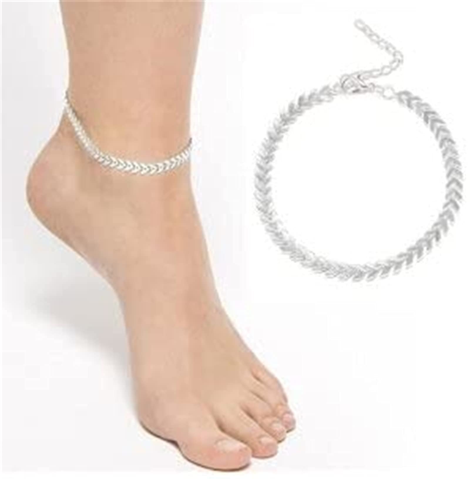 Bonlting Fashion Ankle Bracelet Women Sterling Silver Anklet Foot Jewelry Chain Beach