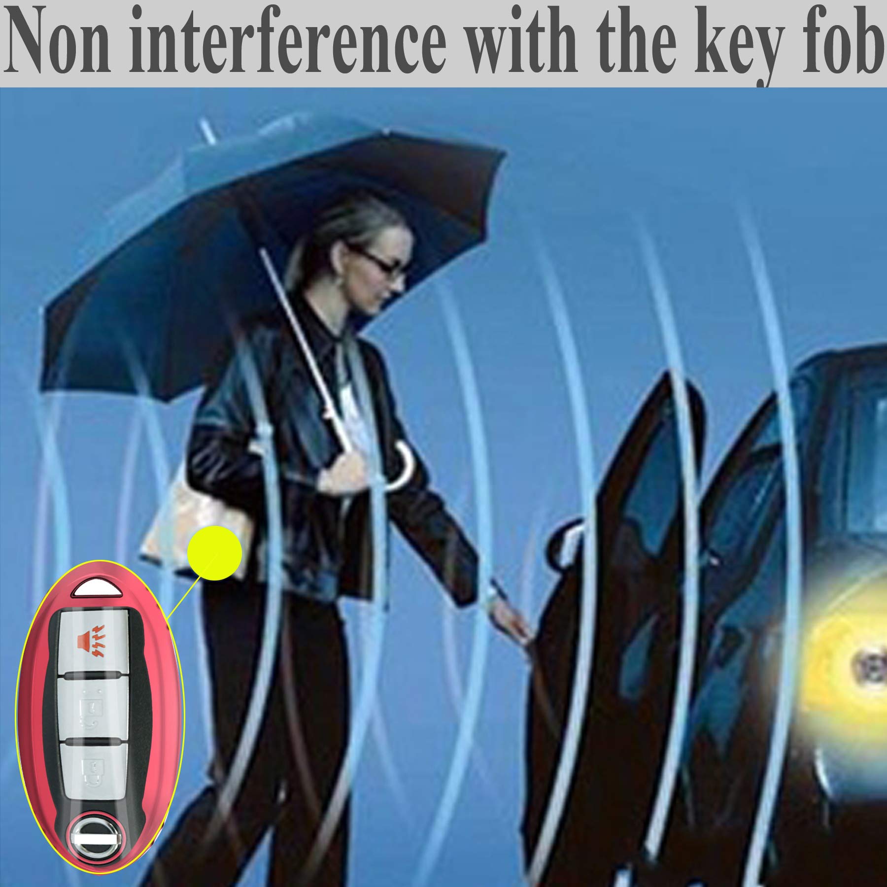 Compatible with Nissan Key Fob Cover Protector, Soft TPU Full Skin Shell Holder Case with Keychain for Altima Maxima Armada Murano Rogue GT-R G37 Q50 Interior Accessories 3 4 5 Button