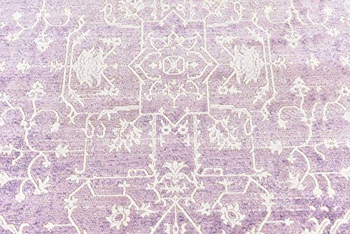 Unique Loom Traditional Classic Intricate Design Distressed Vintage Detail, Area Rug, 4 ft x 6 ft, Purple/Ivory