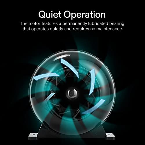 VIVOSUN D4 4 Inch 195 CFM Inline Duct Ventilation Fan HVAC Vent Blower for Hydroponics Grow Tent