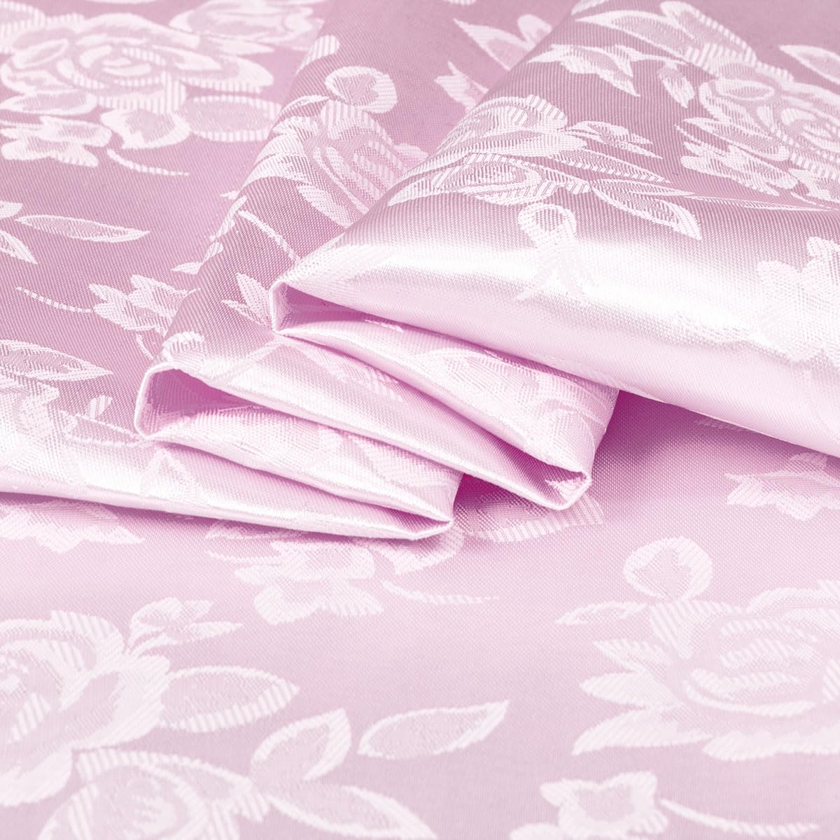 MaiMaiSuan 60" Wide Pink Satin Floral Jacquard Fabric Shiny Silky Satin Fabric by The Yard for Table Runner,Napkins,Wedding,Dress,Bedding Sheet,DIY Crafts,1 Yard