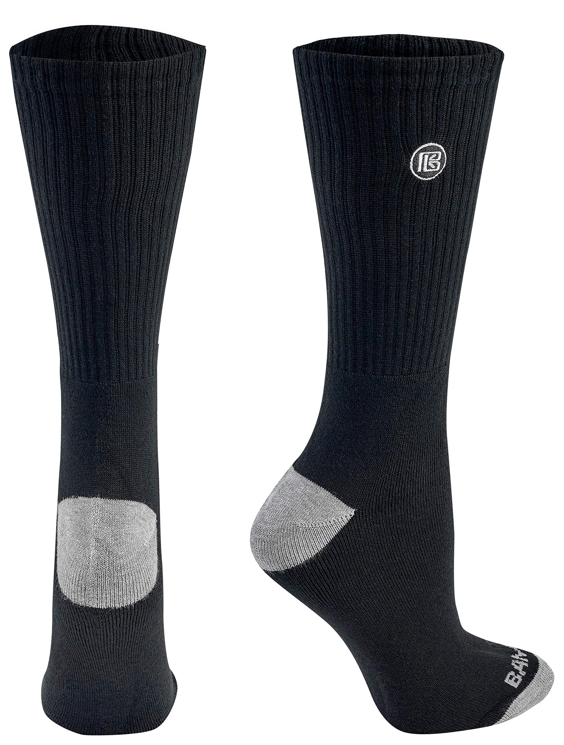 Bamboo Sports Premium Bamboo Crew Work Socks- Moisture Wicking, Odor Eliminating Black Crew Socks for Men Size 9-12 - 3 Pair