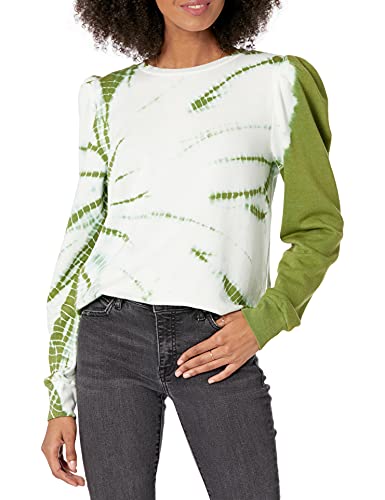 The Drop Women's Jean Puff-Sleeve Fleece Sweatshirt, Treetop, XS
