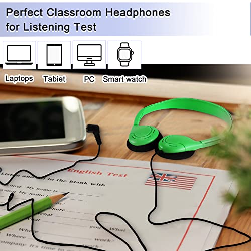 Yunsailing 30 Pack Class Set Headphones for Kids Students Bulk School Classroom Headphones Over Head Earphones on Ear Earbuds Adjustable with 3.5 mm Jack for Child Children Adults (Bright Colors)