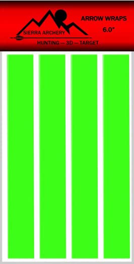 Pluma Archery Arrow Wraps | Cut for Small Diameter Archery Shafts | 5MM / 0.204 Inch ID Arrows with Max Outside Diameter (OD) of 0.280 Inches | Length 6 Inches | Quantity - 12 (Flo Green)