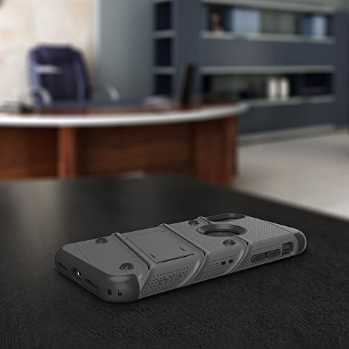 Zizo Bolt Series Compatible with iPhone Xs Max case Military Grade Drop Tested with Tempered Glass Screen Protector Holster Kickstand Gun Metal Gray