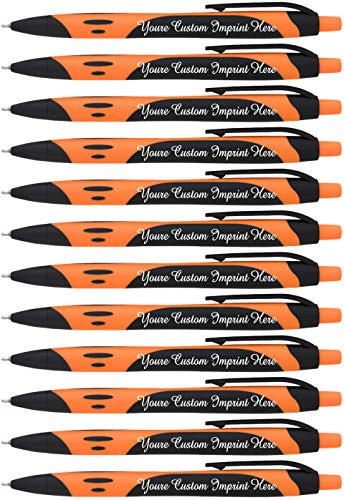 Your Name Custom Printed on our Bentley Rubberized Two-Tone Soft Touch Ballpoint Pen is a stylish, premium pen, black ink, medium point. Box of 12 - PERSONALIZED FREE (Orange)