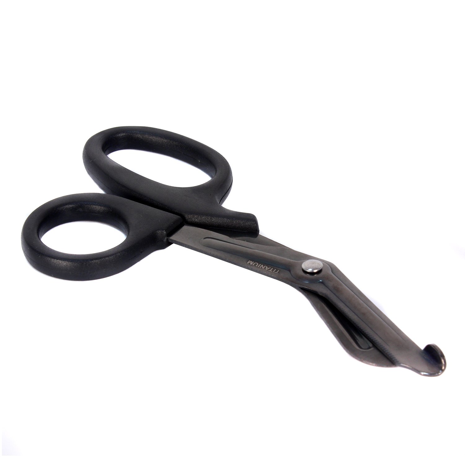 MediTac Titanium-Bonded EMT Trauma Shears – 7 ¼” Black Medical Bandage Scissors with LED Pen Light Two Pack - Autoclavable (Black & Silver)