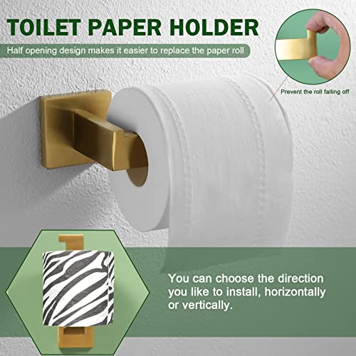 VELIMAX Premium Stainless Steel 4 Pieces Bathroom Hardware Accessories Set Wall Mounted Towel Bar Set, Brushed Gold, 23.6-Inch