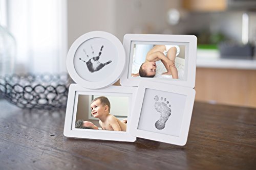Pearhead Baby Collage Keepsake Babyprint Frame, Gender-Neutral Baby Nursery Decor for New and Expecting Moms, Includes Clean-Touch Ink Pad, White