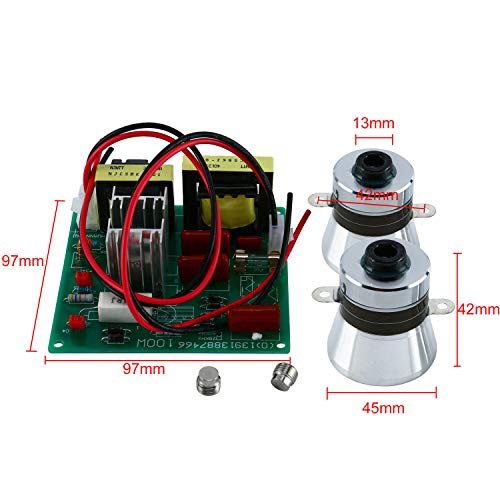 YaeCCC 110V Ultrasonic Cleaner Power Driver Board with 2PCS 50W 40K Transducers