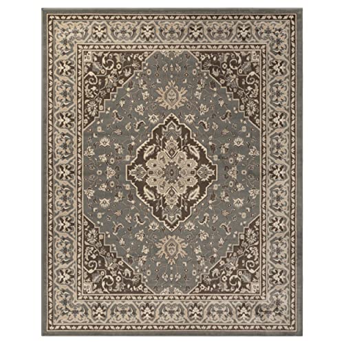 Superior Elegant Glendale Collection Area Rug, 8mm Pile Height with Jute Backing, Traditional Oriental Rug Design, Anti-Static, Water-Repellent Rugs - Grey, 8' x 10' Rug