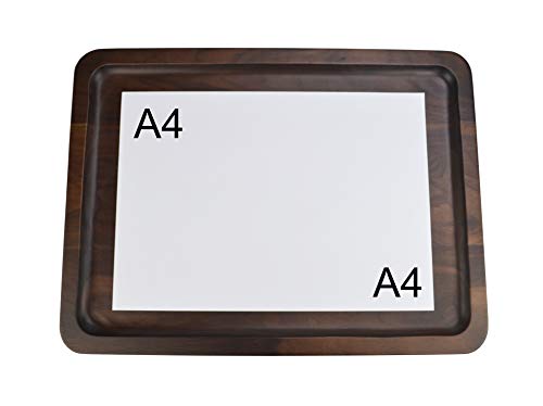 Samyo Black Walnut Solid Wood Rectangular Tableware Serving Tray Handcrafted Decorative Trays Food Tray Serving Platters with Gripper for Coffee Wine Cocktail Fruit Meals (Large Size)