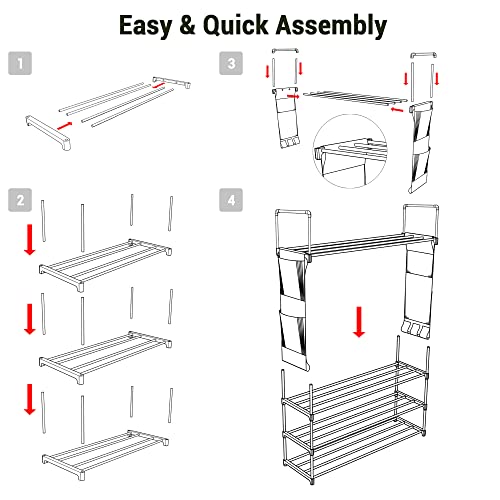 Yescom 4 Tier Shoe Rack Shelf Metal Shoe Tower 16 Pairs Shoe Storage Organizer Unit Entryway Closet Dorm Shelf Stackable Cabinet,35 7/16" L x 11 5/8" W x 29 1/2" H