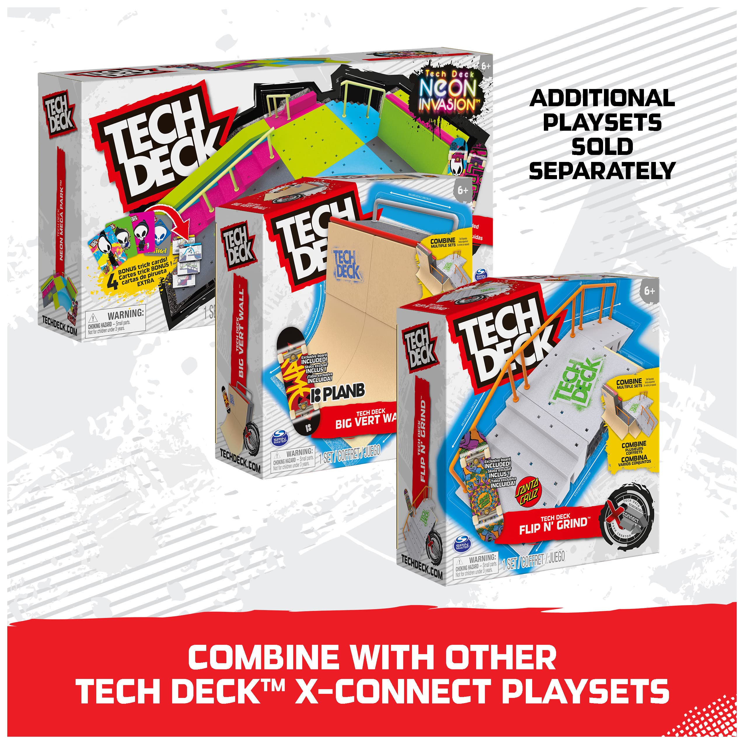 Tech Deck, Big Vert Wall X-Connect Park Creator, Customizable and Buildable Ramp Set with Exclusive Fingerboard, Kids Toy for Boys and Girls Ages 6 and up