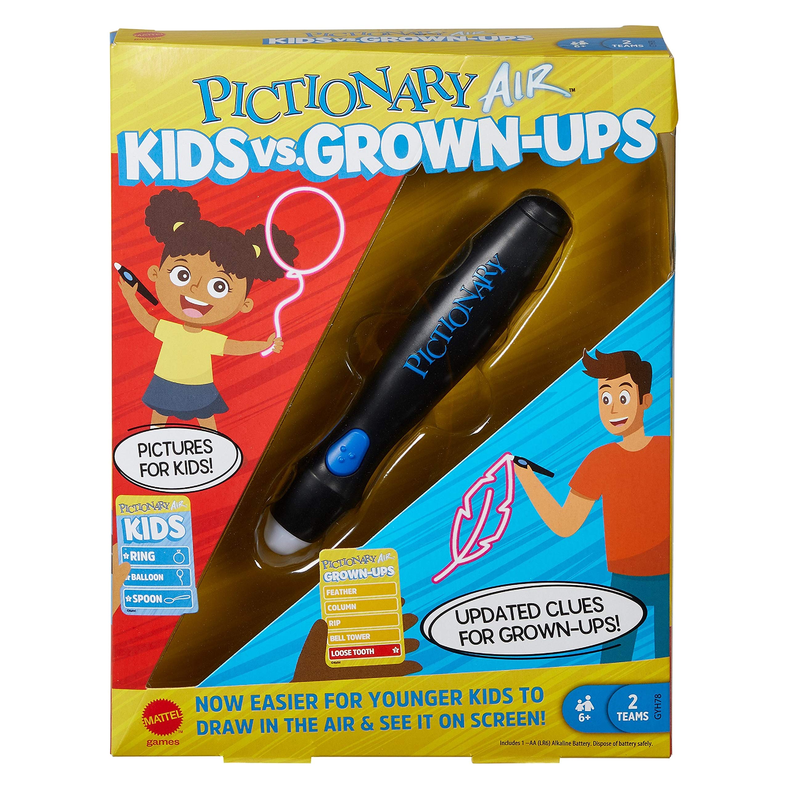 Pictionary Air Kids vs Grown-Ups Family Drawing Game, Links to Smart Devices, Gift for Kid, Family & Adult Game Night, Ages 6 Years & Older - Amazon Exclusive