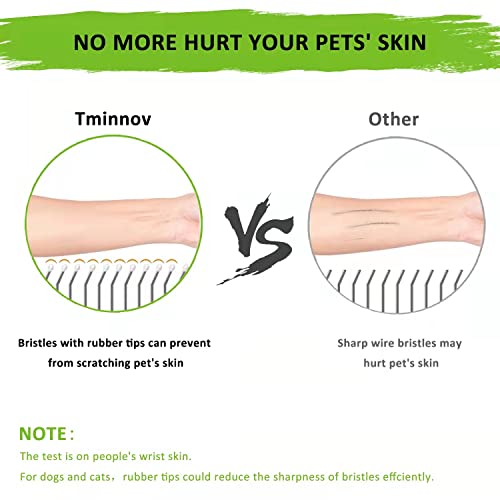 Tminnov Self Cleaning Dog Brush, Dog/Cat Brush for Shedding and Grooming, Deshedding Tool for long/short hair and large/small dogs, cats, rabbits, Gently removes loose and tangled pet hair. (Grooming Brush+Ccomb)
