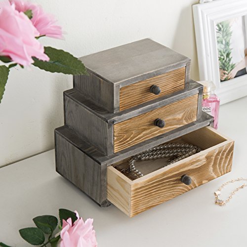 MyGift 3-Drawer Desk Storage Organizer Drawers - Rustic Wood Office Supplies Cabinet