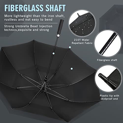 ZOMAKE Large Golf Umbrella 62 Inch - Double Canopy Vented Golf Umbrellas for Rain Windproof Automatic Open Golf Push Cart Umbrella Oversize Stick Umbrellas for Men Women(Black)
