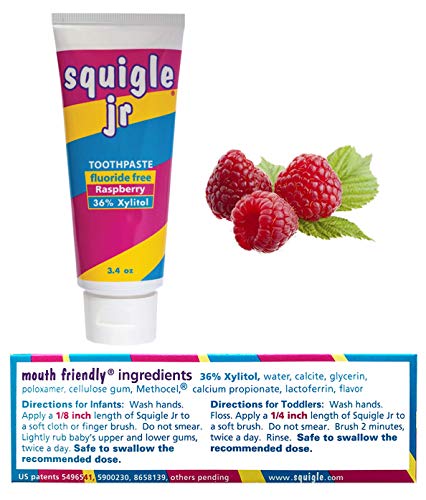 Squigle Jr Toothpaste (for Infants, Toddlers), Travel Toothpaste, Prevents Cavities, Canker Sores, Chapped Lips. Soothes, Protects Dry Mouths. Stops Tooth Sensitivity, No SLS - 1 Pack
